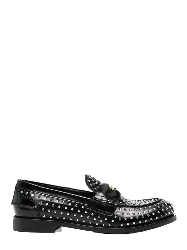 Miu Miu Stud-embellished Leather Loafers - Black