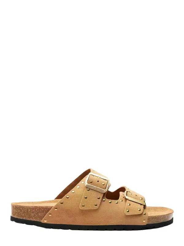SCAROSSO Hopi Stud-embellished Suede Sandals - Neutrals