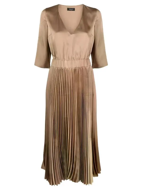 Fabiana Filippi Pleated Midi Dress - Brown