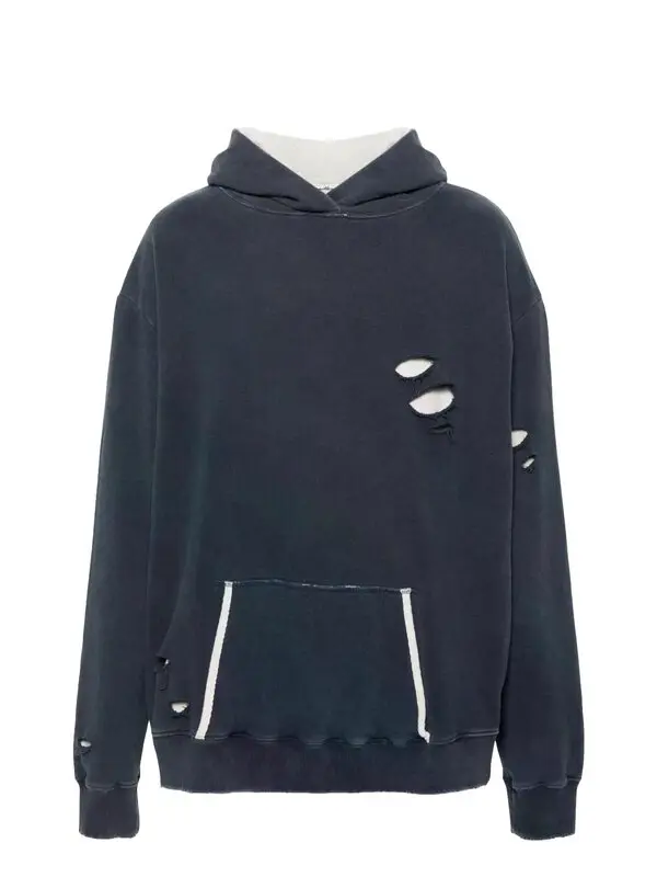 MAISON MARGIELA Layered Distressed Cotton Hoodie - Blue