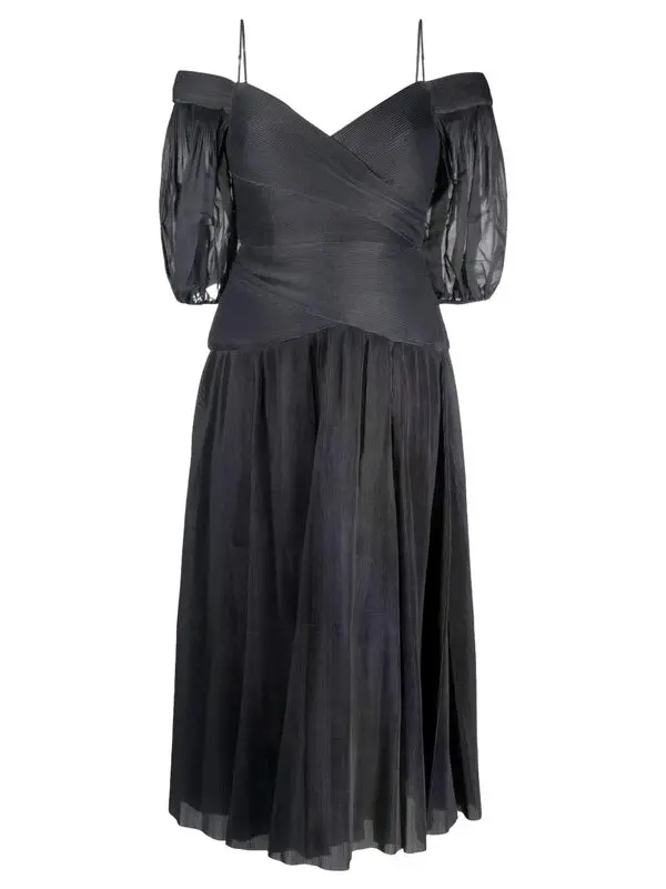 Zimmermann Off-shoulder Pleated Midi Dress - Blue
