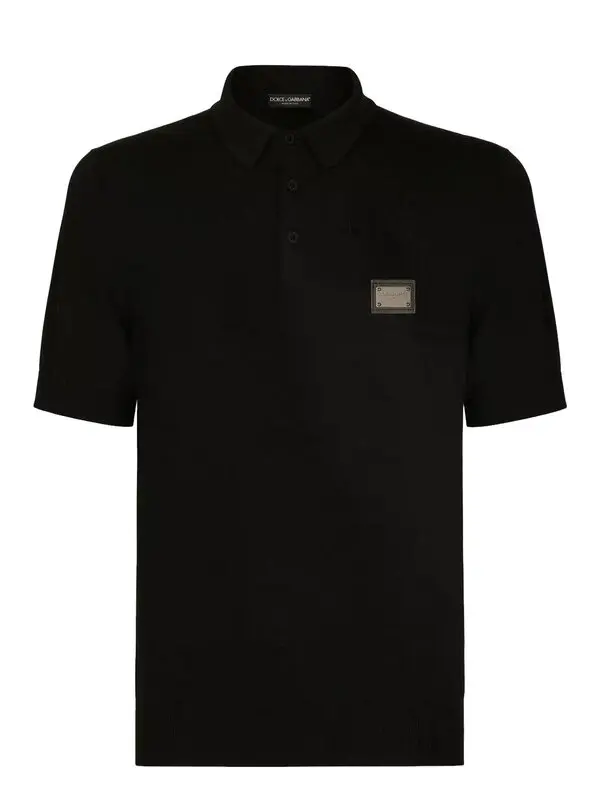 Dolce & Gabbana Logo-tag Wool Polo Shirt - Black