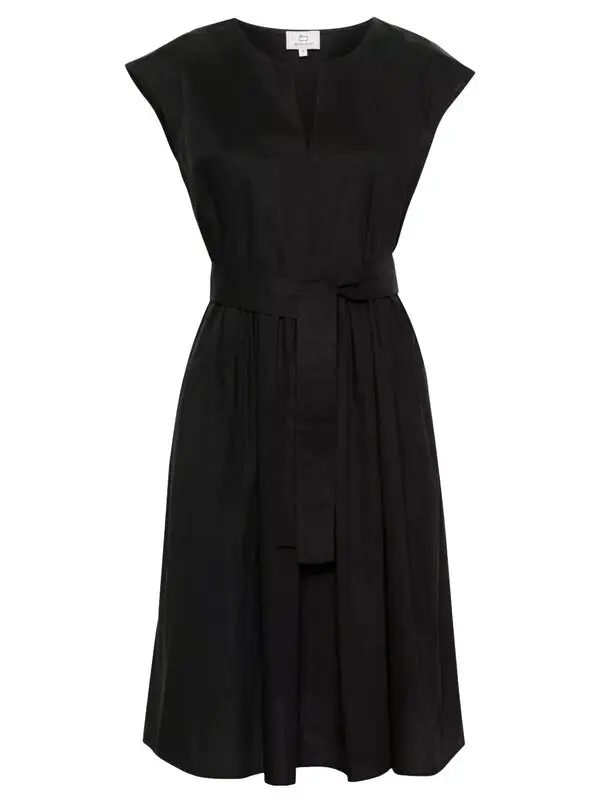 Woolrich Belted Cotton Flared Dress - Black