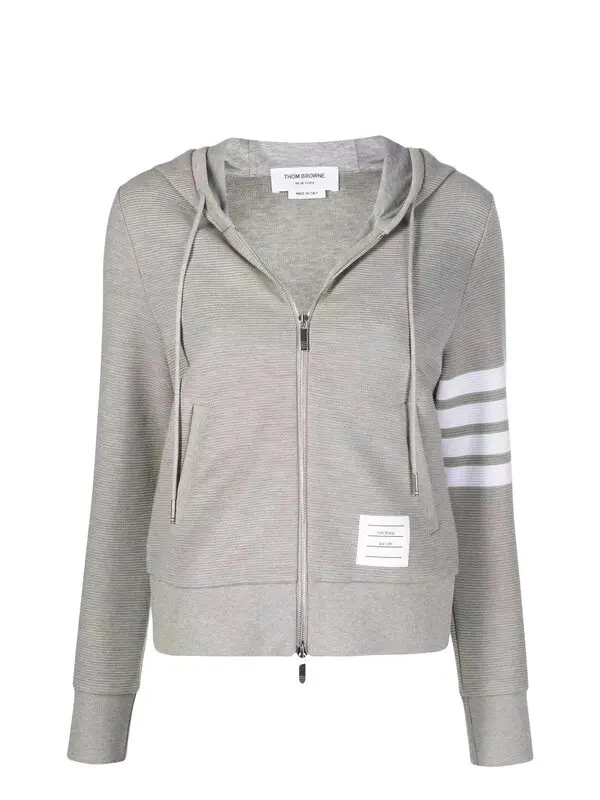 Thom Browne Signature 4-bar Stripe Hoodie - Grey