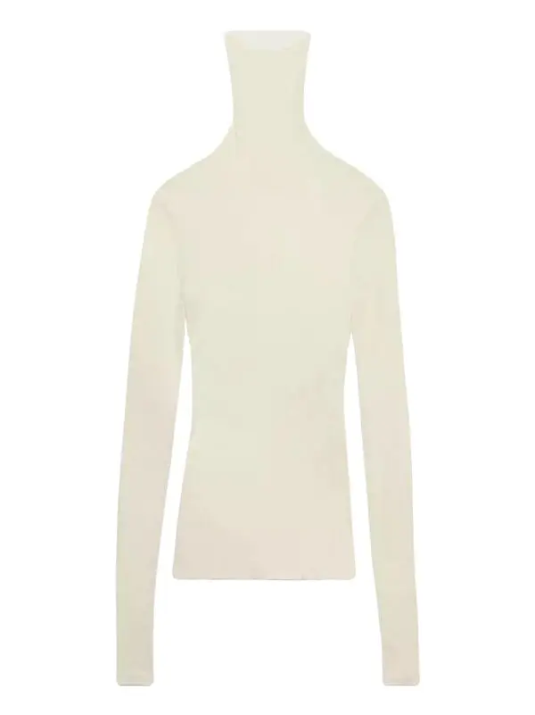 AMI Paris Roll-neck Ribbed Knit Sweater - Neutrals