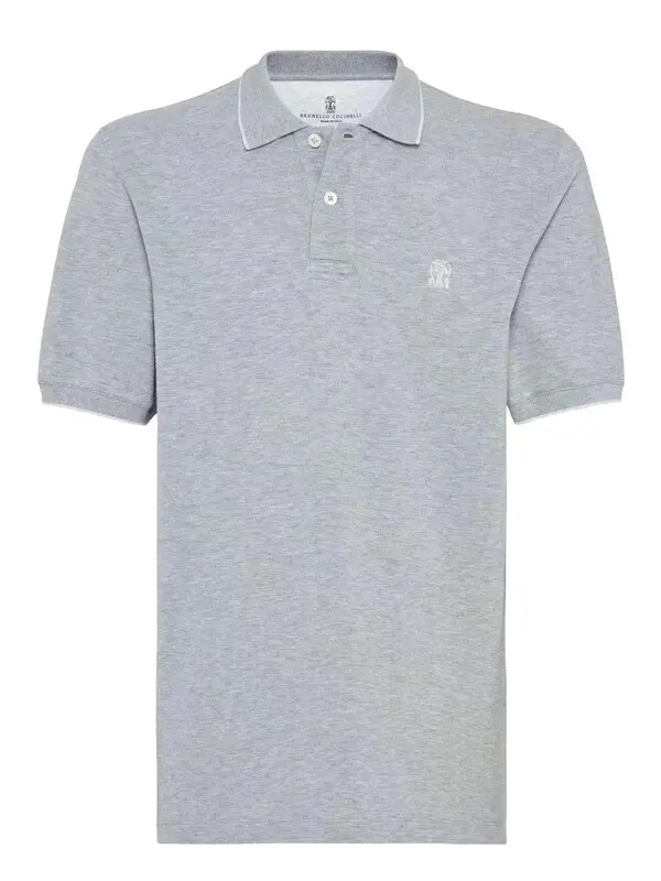 Brunello Cucinelli Logo-embroidered Polo Shirt - Grey