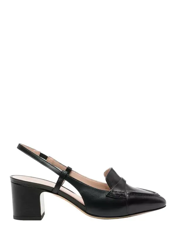 SCAROSSO Bianca 60mm Leather Slingback Pumps - Black