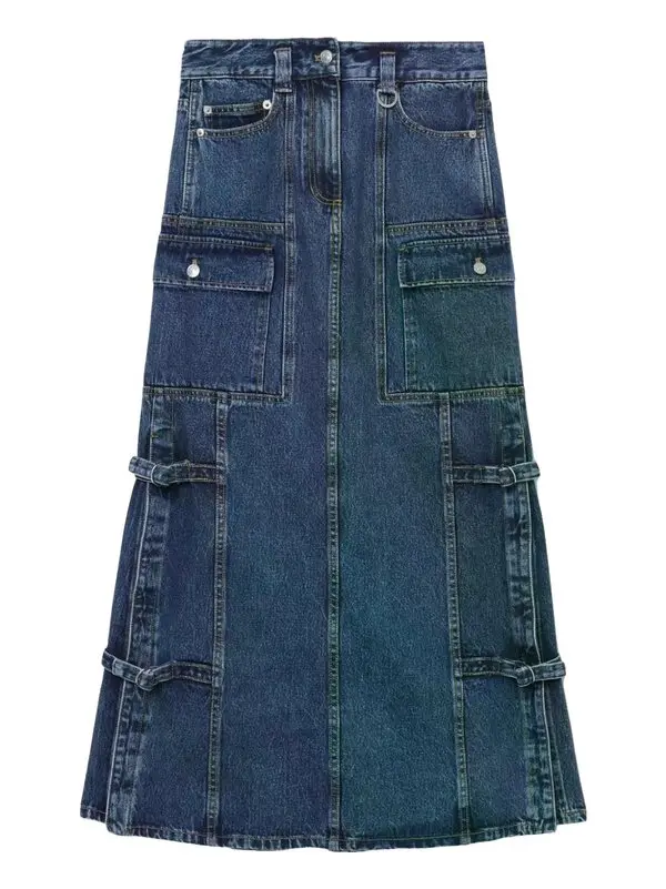 3.1 Phillip Lim Denim Cargo Midi Skirt - Blue