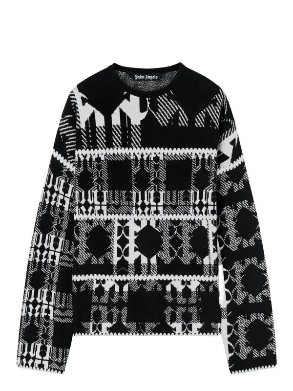 Palm Angels Intarsia-knit Monogram Jumper - Black