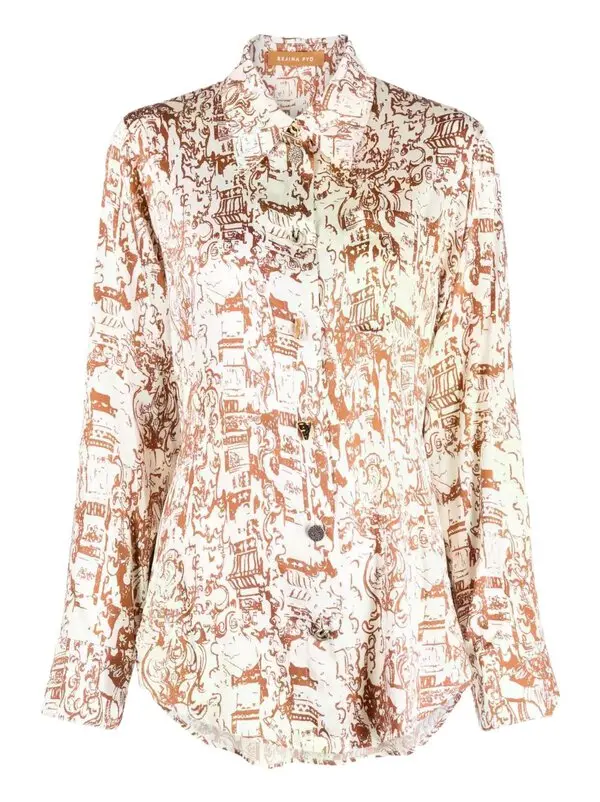 REJINA PYO Kora Printed Silk-blend Blouse - Neutrals