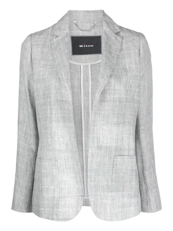 Kiton Plaid Linen Blazer - Grey