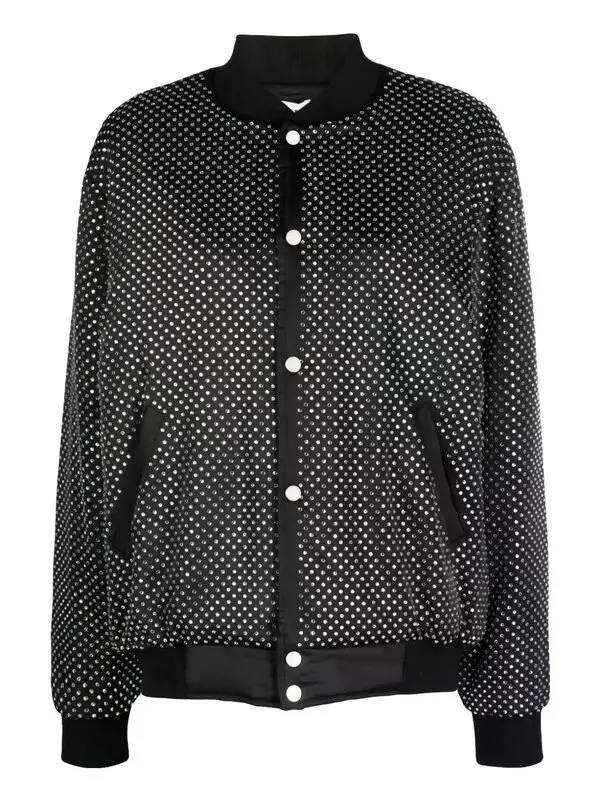P.a.r.o.s.h Crystal-embellished Press-stud Bomber Jacket - Black