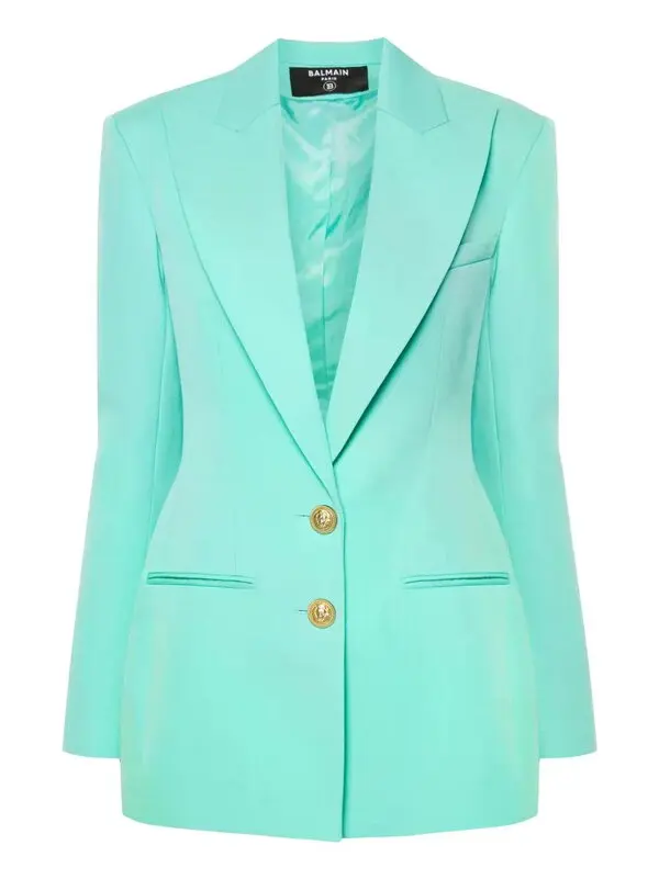 Balmain Virgin Wool Single-breasted Blazer - Blue