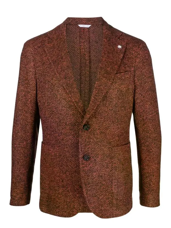 MANUEL RITZ Enamel-detail Single-breasted Blazer - Orange