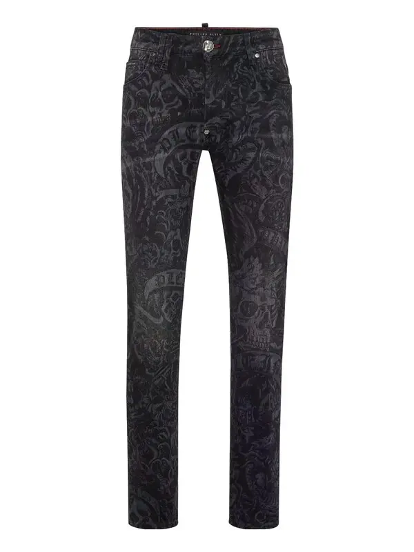 Philipp Plein Tattoo-print Straight-leg Jeans - Grey