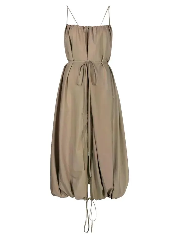 Goen.j Zip-embellished Balloon Taffeta Dress - Brown