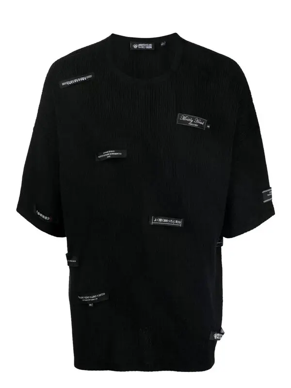 MOSTLY HEARD RARELY SEEN Logo-patches Knitted Cotton T-shirt - Black