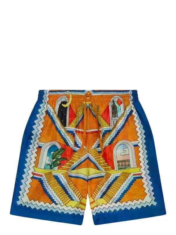 Casablanca Escalier Infini Silk Shorts - Blue