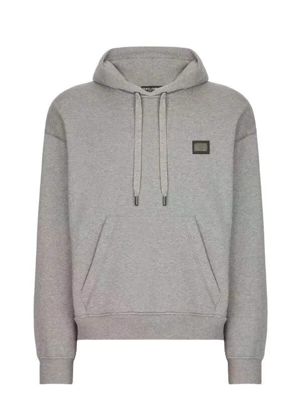 Dolce & Gabbana Logo-patch Cotton Hoodie - Grey