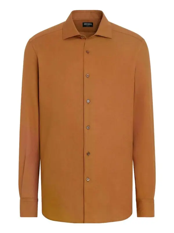 Zegna Cashco Cotton-cashmere Shirt - Orange