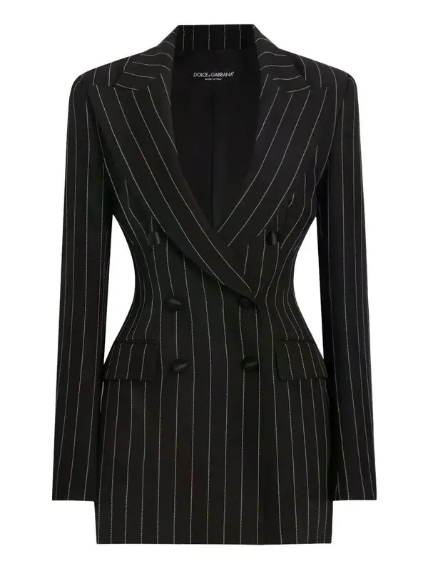 Dolce & Gabbana Striped Double-breasted Blazer - Black