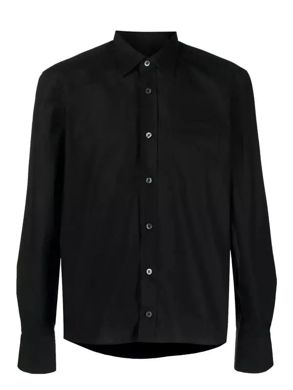 Raf Simons Logo-patch Long-sleeve Cotton Shirt - Black