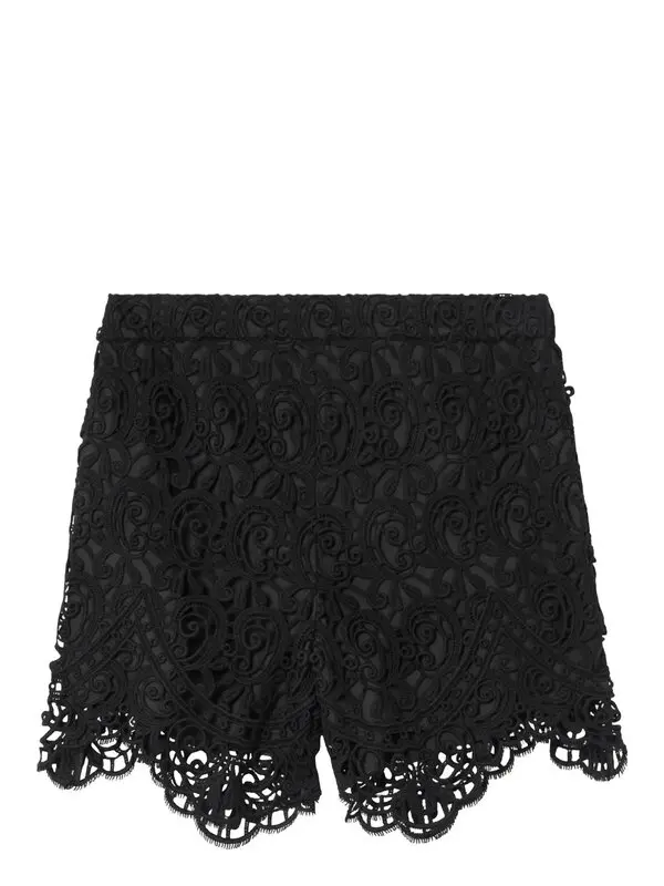Burberry High-waisted Macramé Lace Shorts - Black