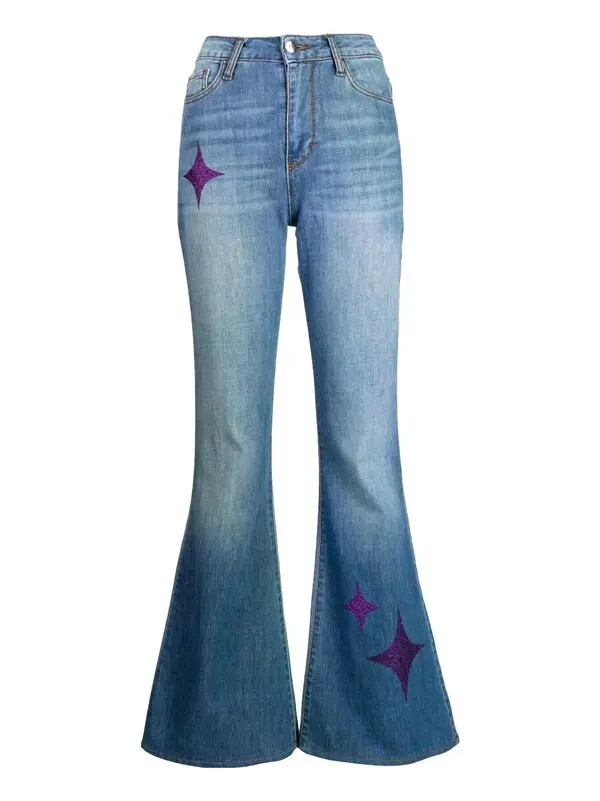 MADISON MAISON Star-print High-rise Flared Jeans - Blue