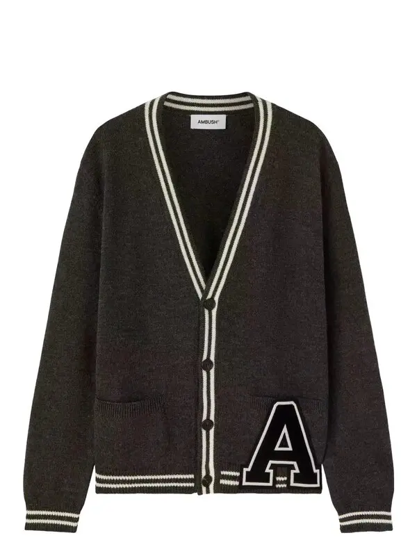 AMBUSH Monogram-appliqué Wool Cardigan - Green