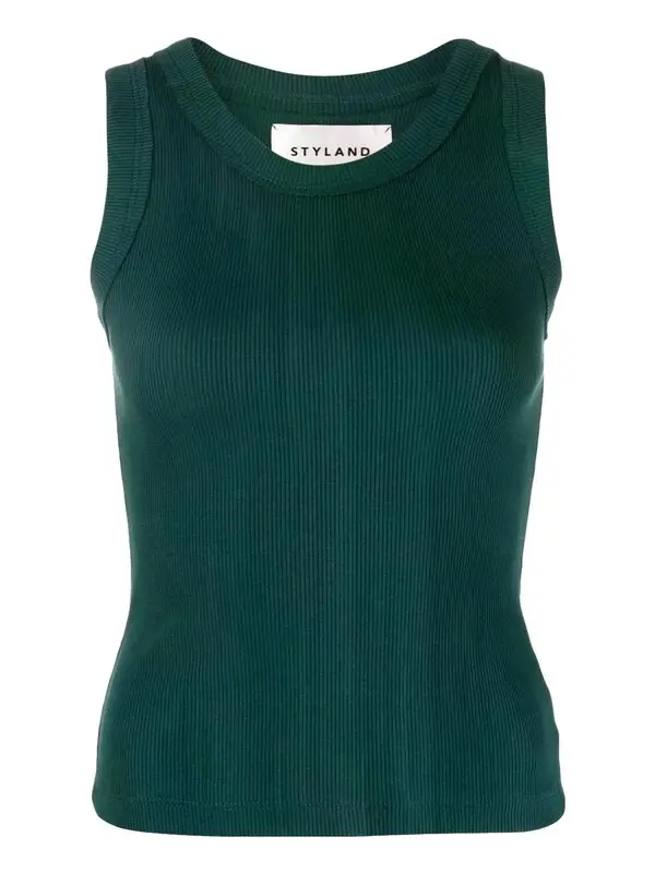 STYLAND Ribbed-knit Vest Top - Green