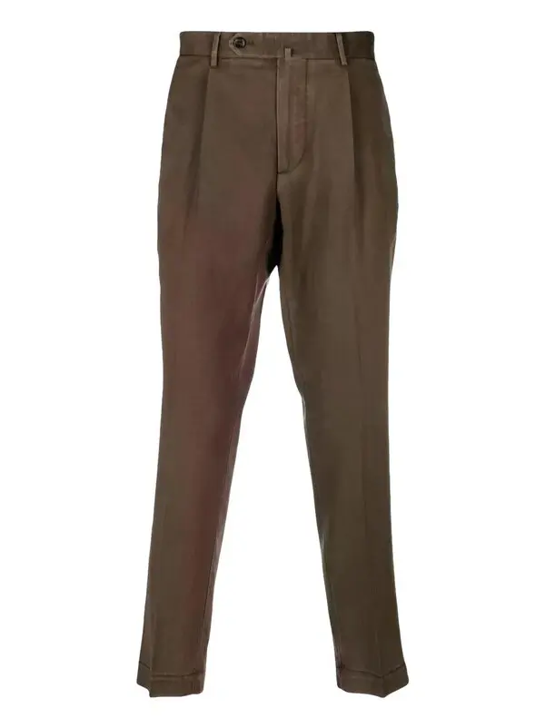 DELL'OGLIO Tapered-leg Tailored Trousers - Brown