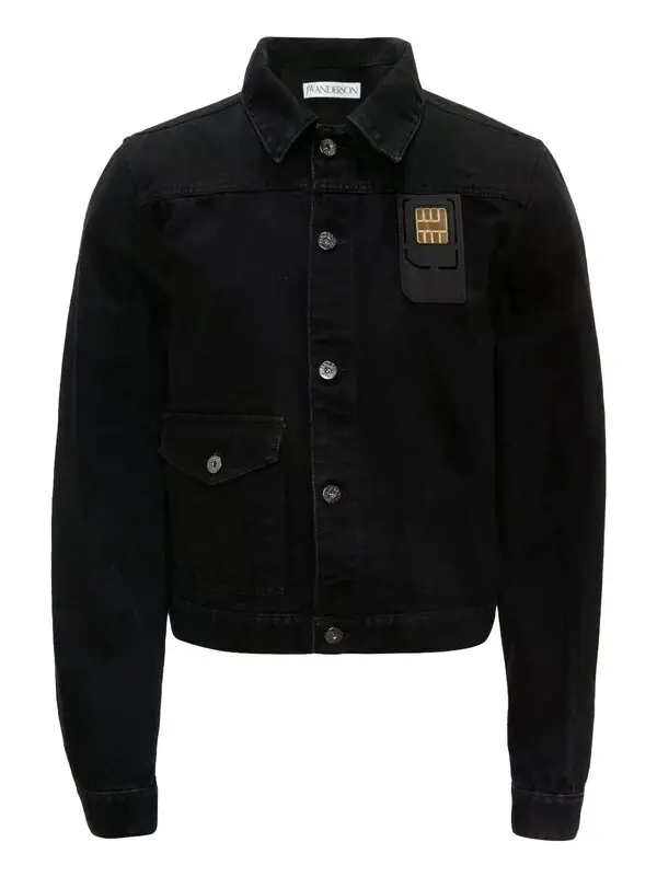 JW Anderson Sim Card Cotton Trucker Jacket - Black