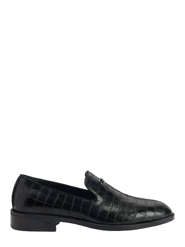 GIUSEPPE ZANOTTI Imrham Crocodile-effect Loafers - Black