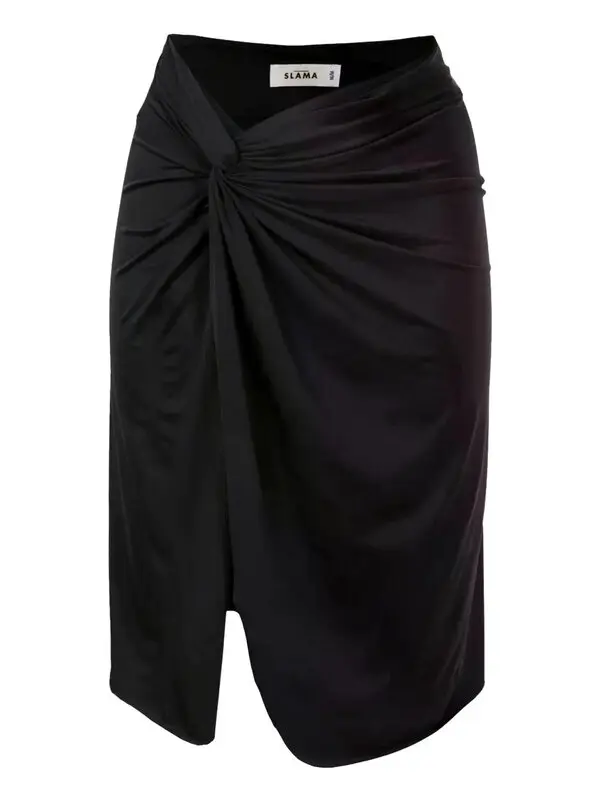 AMIR SLAMA Asymmetric Gathered-detail Skirt - Black