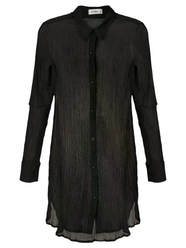 AMIR SLAMA Crinkle-finish Shirt Dress - Black