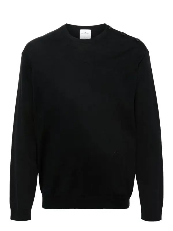 COURREGES Button-fastening Shoulder Fine-knit Jumper - Black