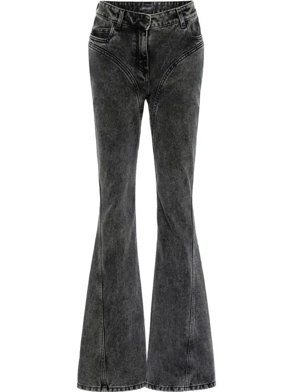 MUGLER Washed Flared Jeans - Black
