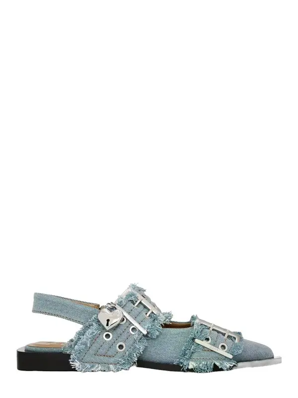 GANNI Feminine Denim Ballet Flats - Blue
