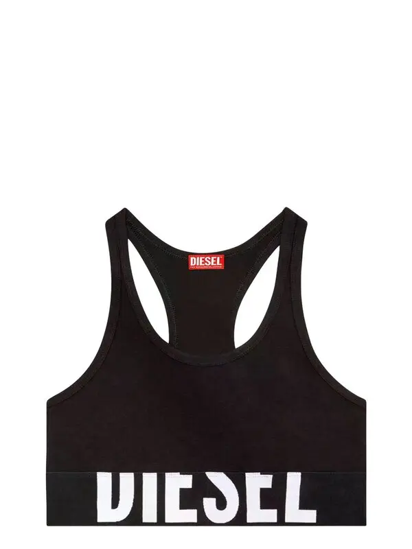 DIESEL® Logo-intarsia Racerback Bra - Black