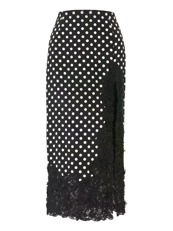 Carolina Herrera Polka Dot Midi Skirt - Black