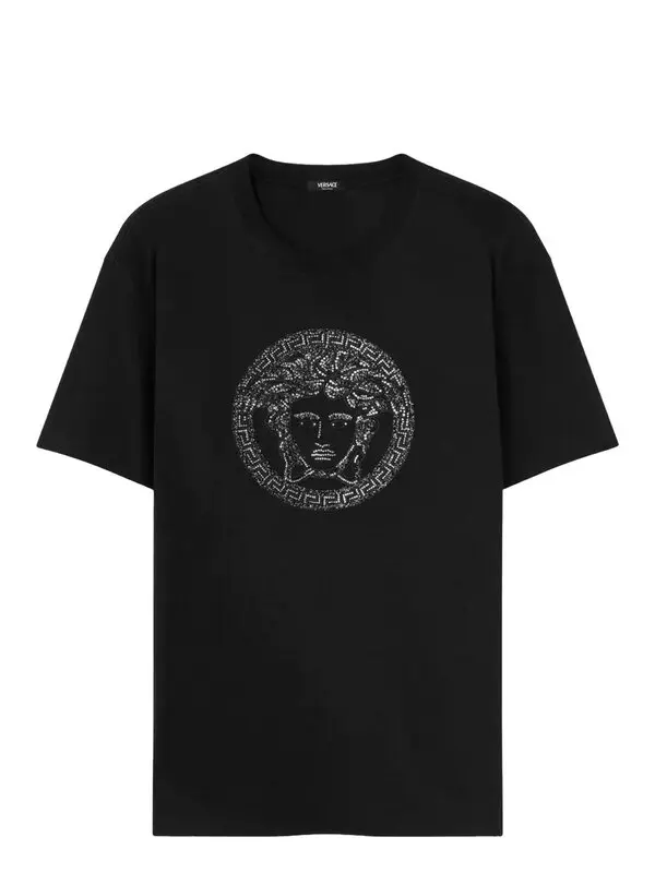 Versace Medusa Embellished T-shirt - Black