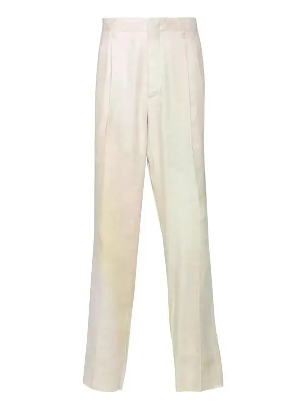 LARDINI Linen-blend Tapered Trousers - Neutrals