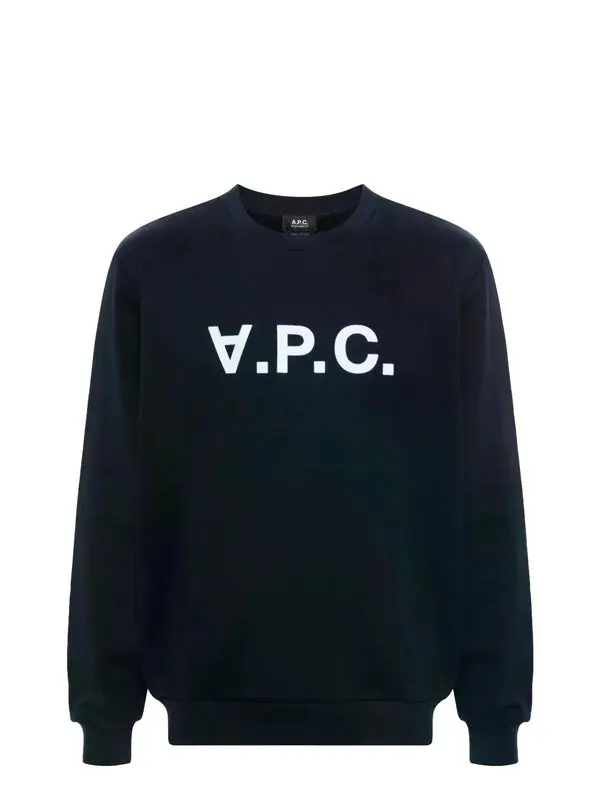 A.p.c. Flocked-logo Cotton Sweatshirt - Blue