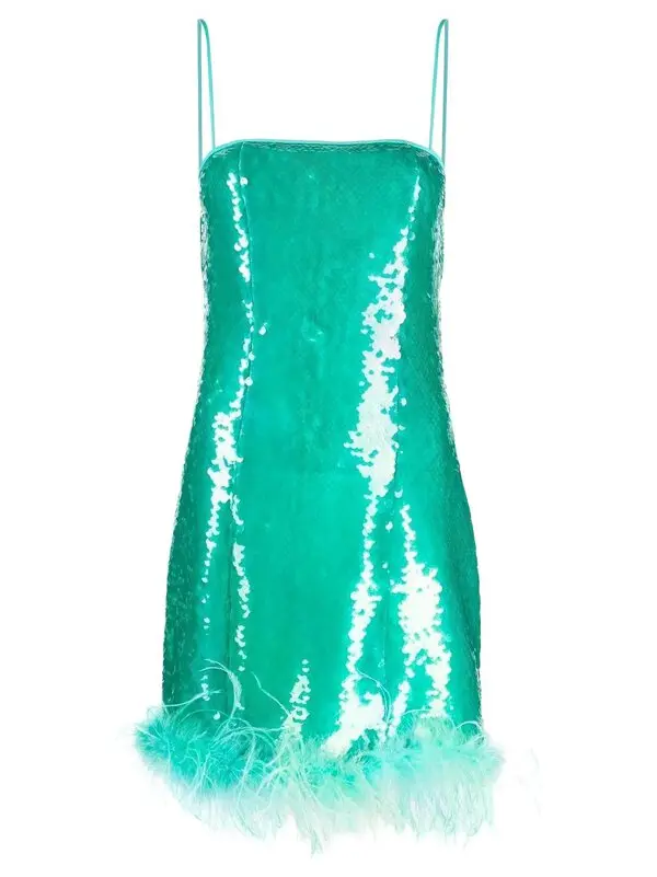 Giuseppe Di Morabito Feather-trim Sequinned Minidress - Blue