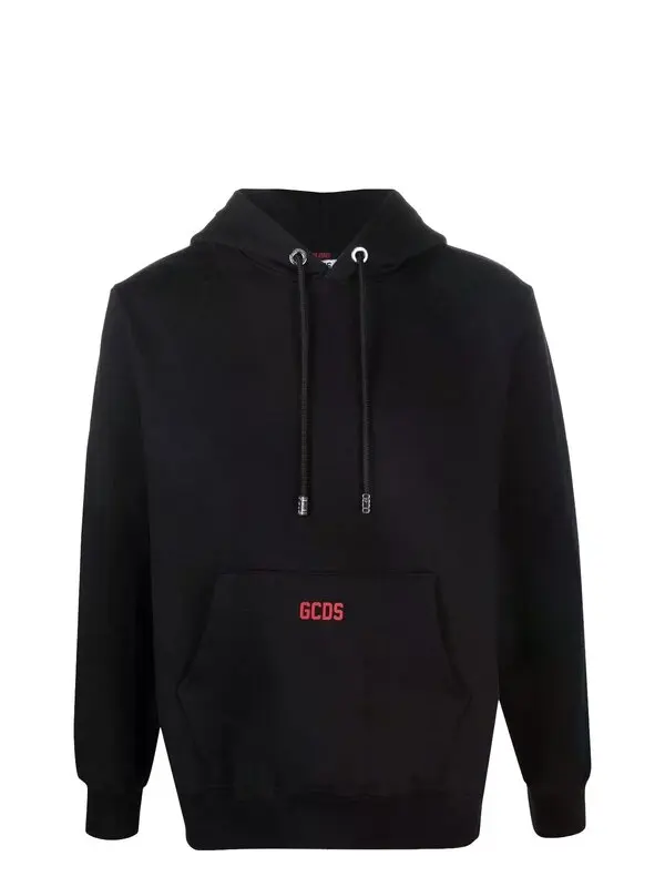 Gcds Logo Drawstring Hoodie - Black