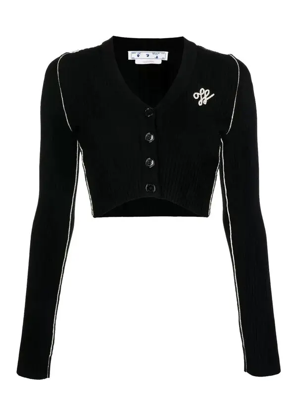 Off-White Outline Cropped Cardigan - Black