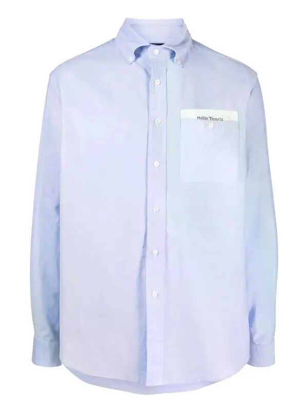 Palm Angels Sartorial-tape Cotton Shirt - Blue