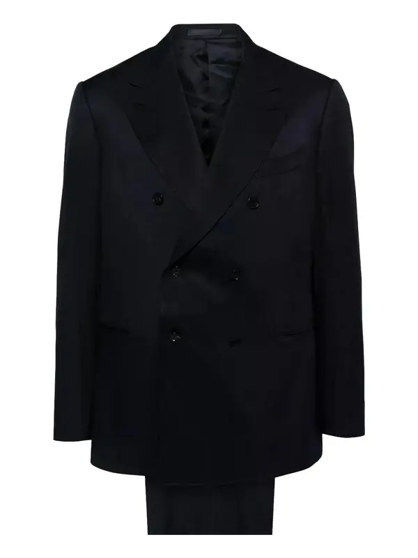 Caruso Double Breasted Suit Set - Blue
