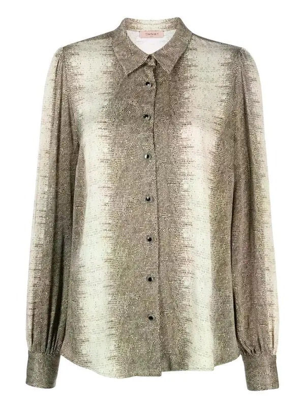 TWINSET Lizard Skin Effect Button-up Shirt - Neutrals