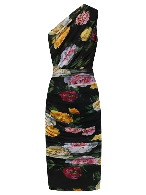 Dolce & Gabbana Floral-print Midi Dress - Black
